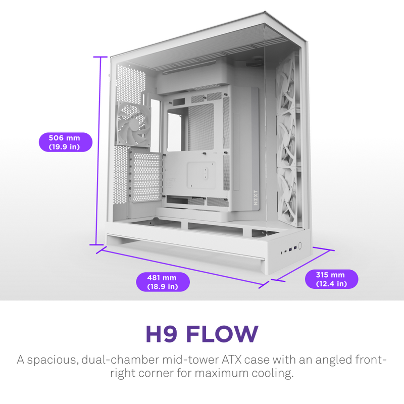 NZXT H9 Flow ATX Case | Dual-Chamber Design with 420mm Support